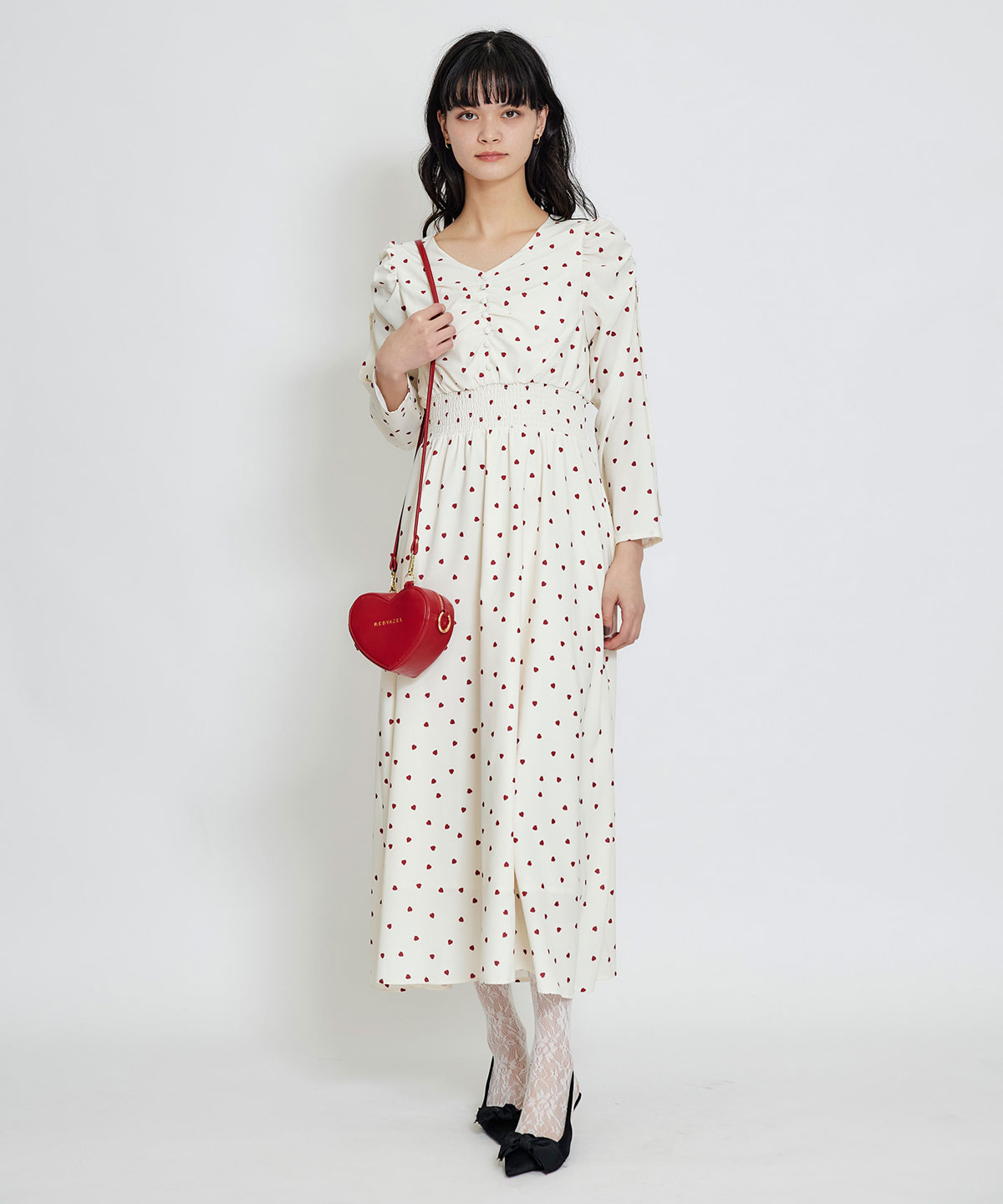 Love Me Heart ギャザーリボンロングフレアワンピース(F ホワイト): REDYAZEL｜公式オンラインショップ｜バーンデストローズ