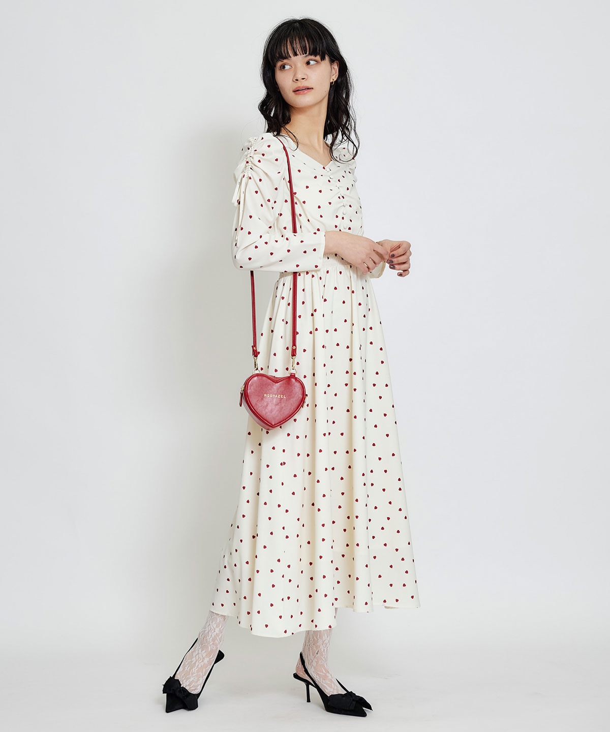 Love Me Heart ギャザーリボンロングフレアワンピース(F ホワイト): REDYAZEL｜公式オンラインショップ｜バーンデストローズ