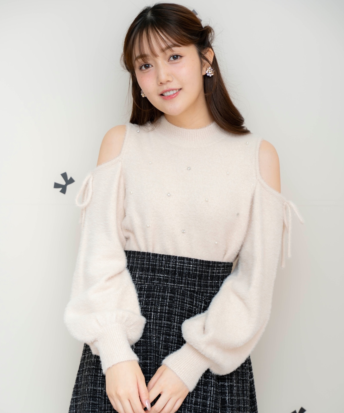 オープンショルダーフェザーニット(F ベージュ): WILLSELECTION｜公式オンラインショップ｜バーンデストローズ